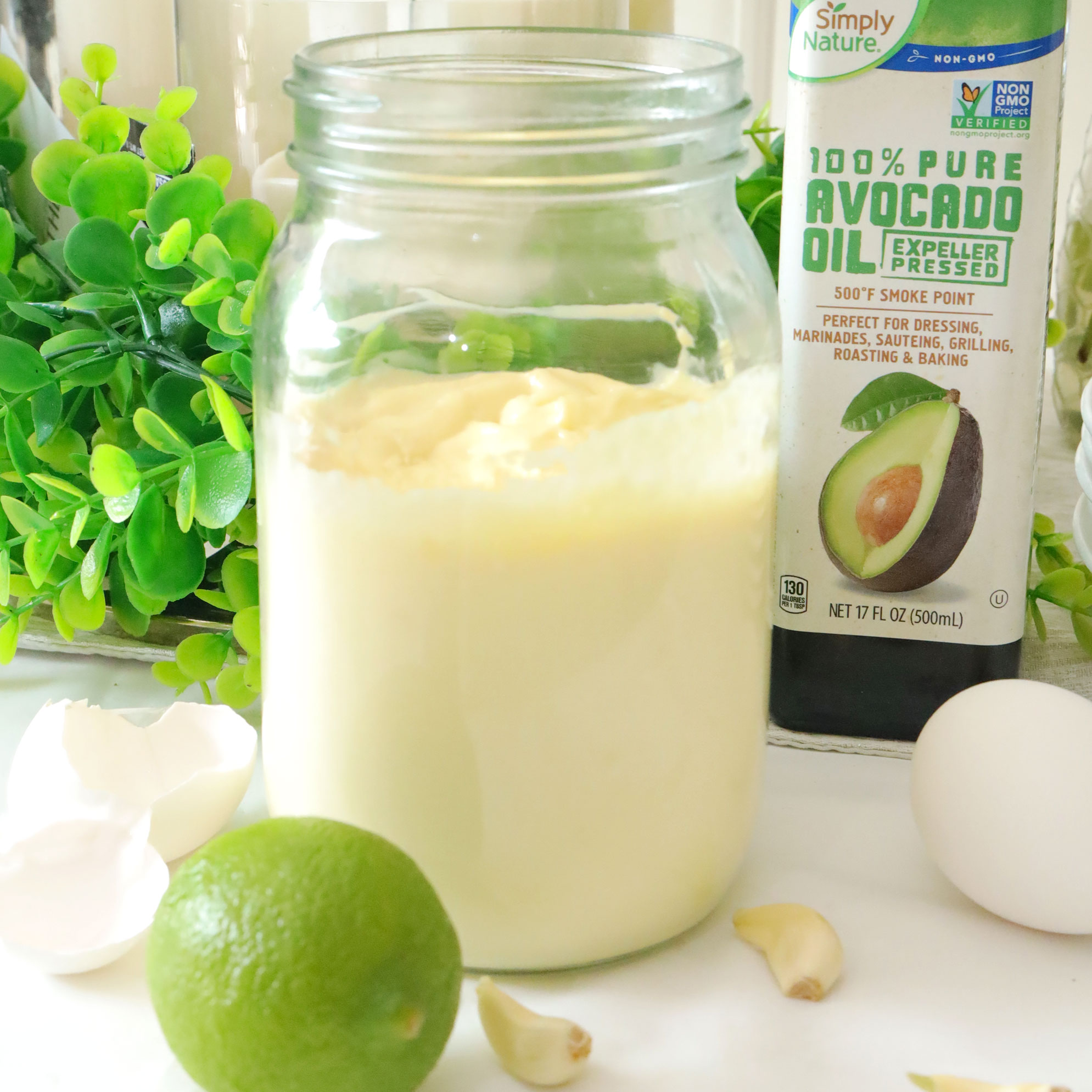 Healthy Homemade Mayo Recipe Avocado Oil, Garlic, Lime & salt